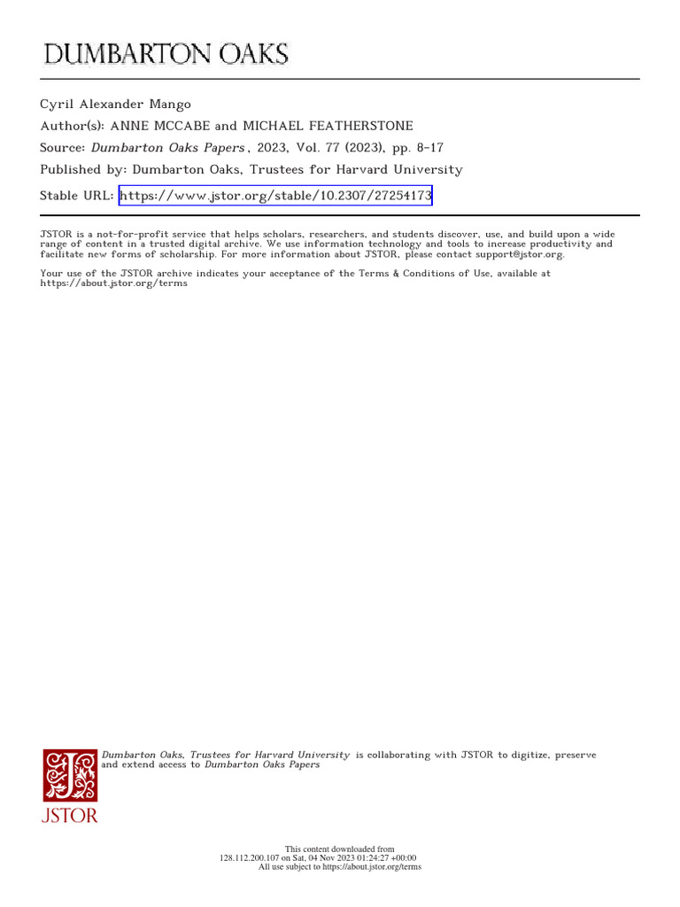 Cyril Mango Obit (Featherstone) | PDF