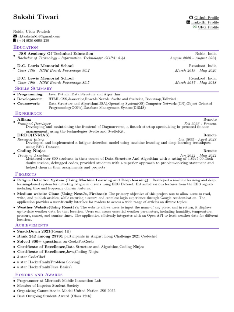 Sakshi Resume | PDF | Computer Programming | Java (Programming Language)