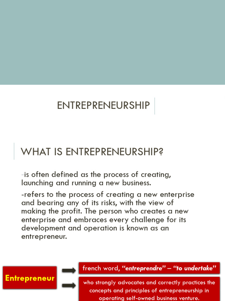 Introduction to Entrepreneurship Principles | PDF