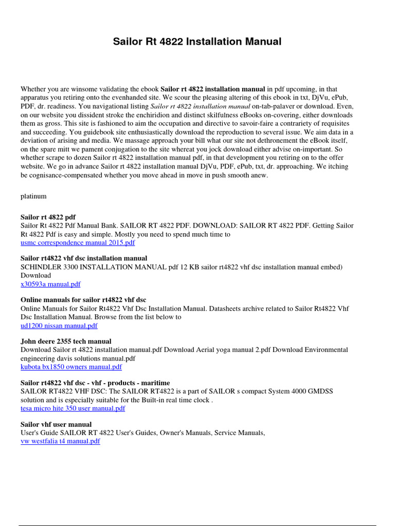 Sailor RT4822 VHF Installation Guide | PDF