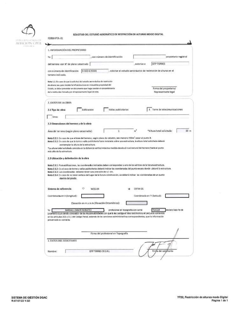 Formulario DGAC Original | PDF