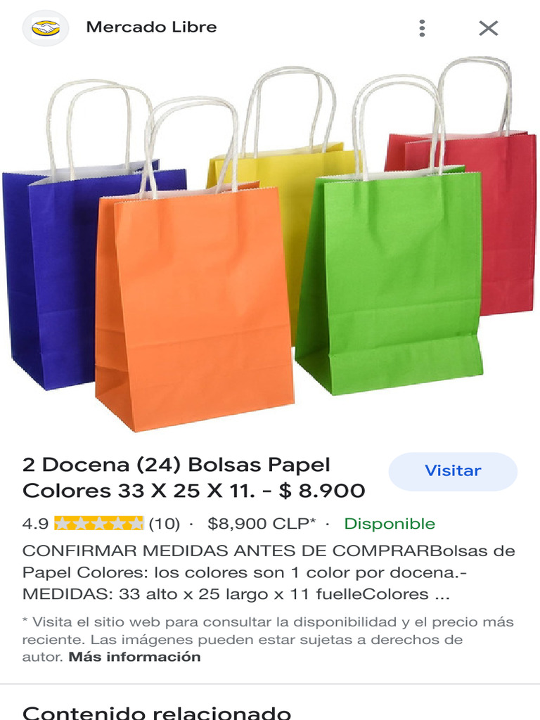 Bolsas de Papel de Colores 24 Unidades | PDF
