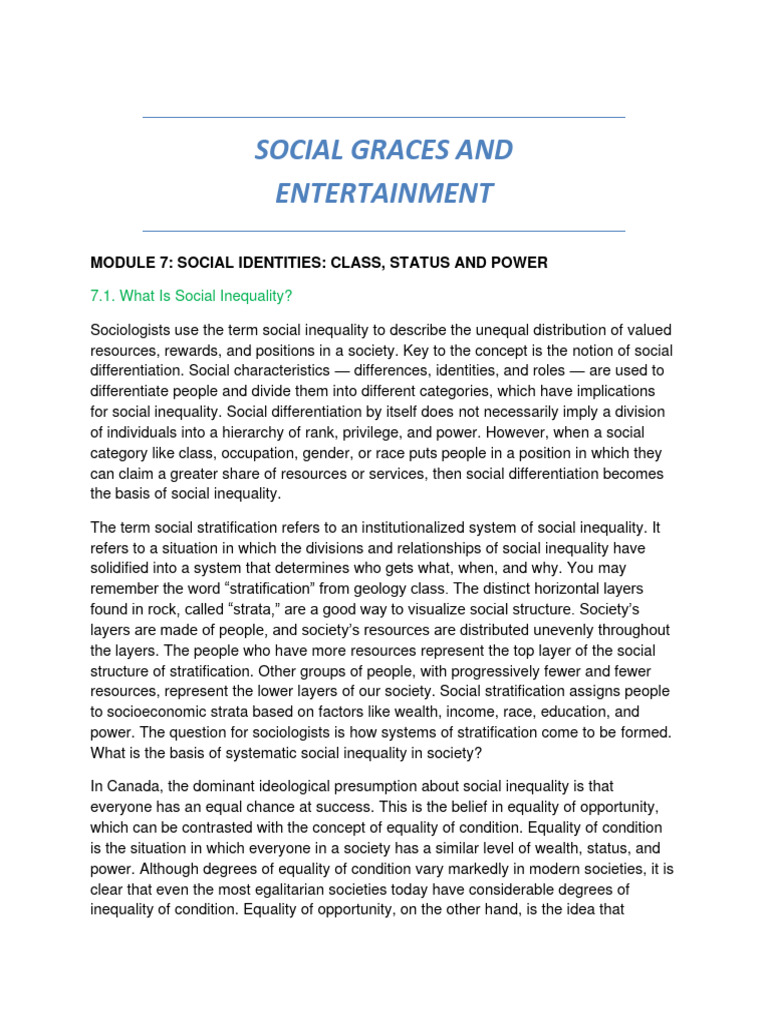 Social Graces Module 7 8 | PDF