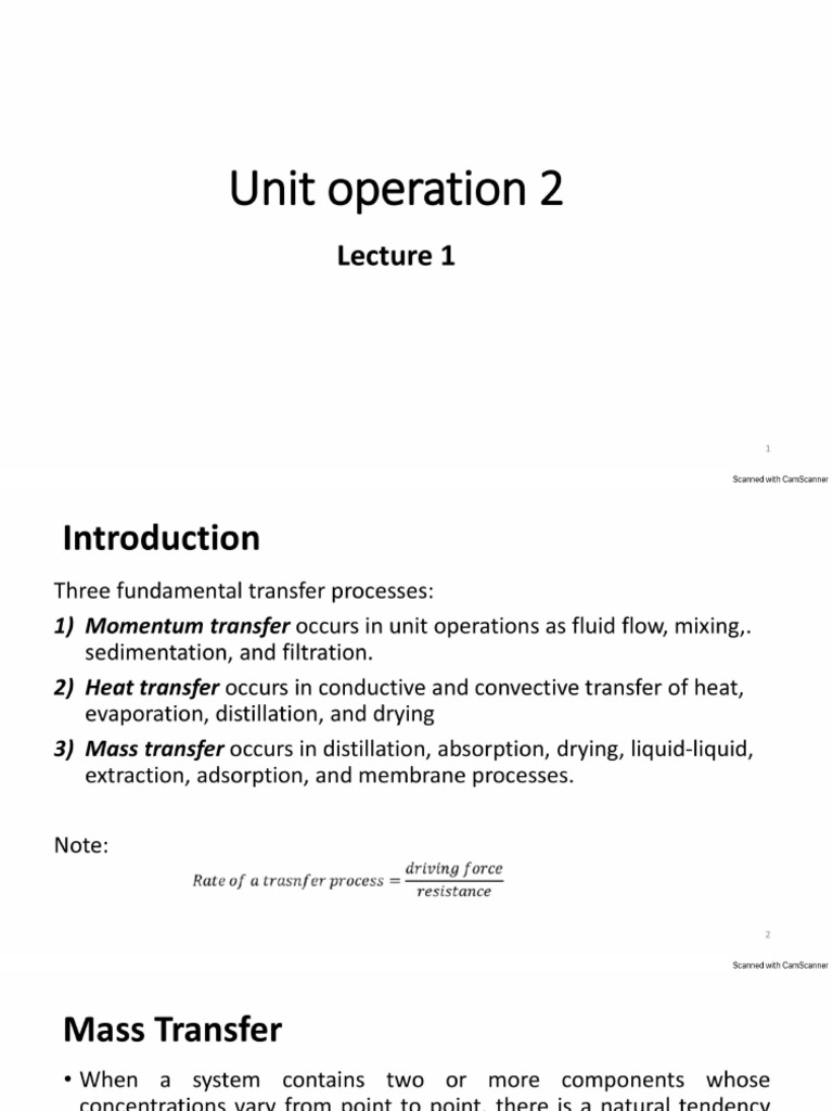 Unit Operation 2 Lec 1 | PDF