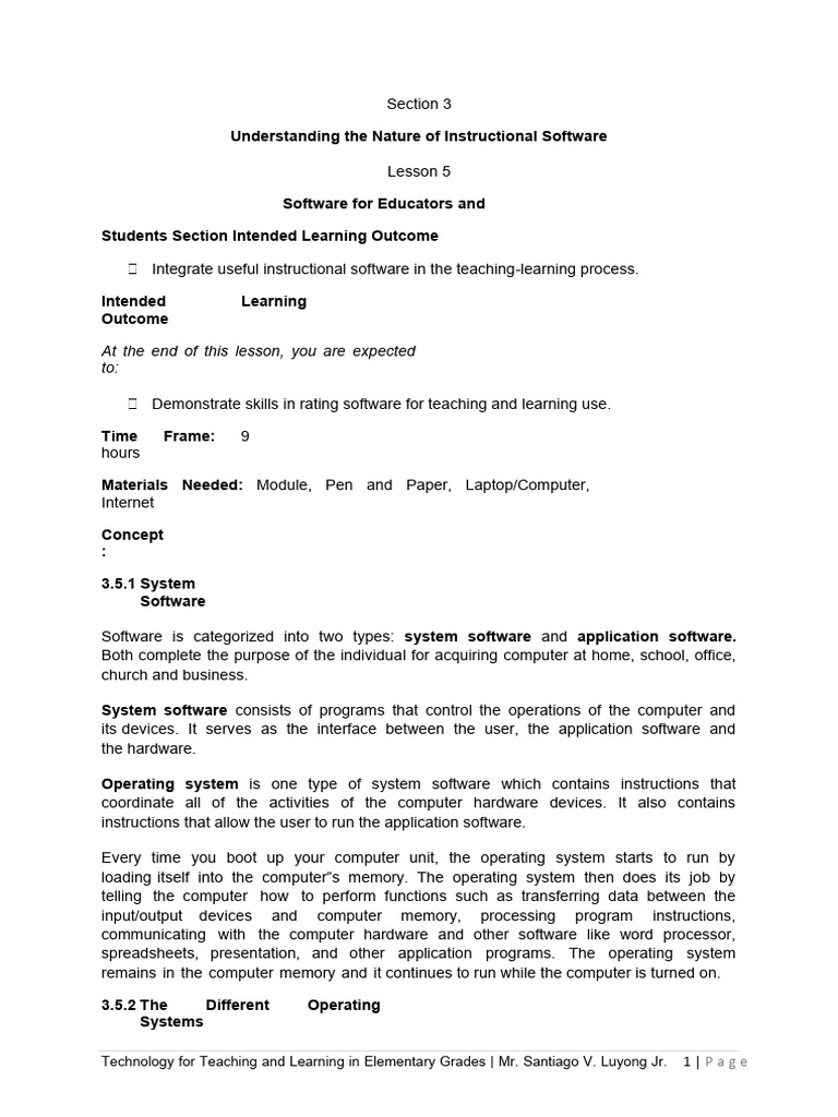 Lesson 5 Software For Educators and Students | PDF