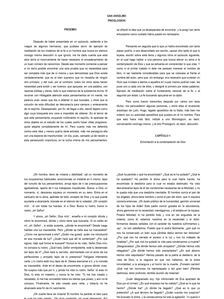 San Anselmo Proslogion | PDF