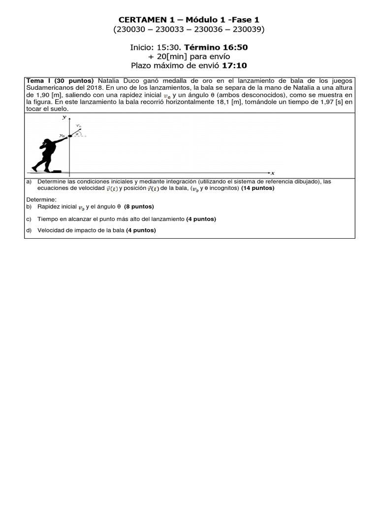 Certamen 1 Fisica 1 | PDF