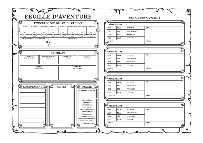 Loup Ardent - Feuille D'aventure | PDF