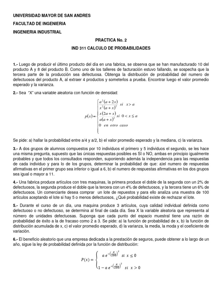 Pract 2 Sem II 2023 | PDF | Probabilidad | Diferencia