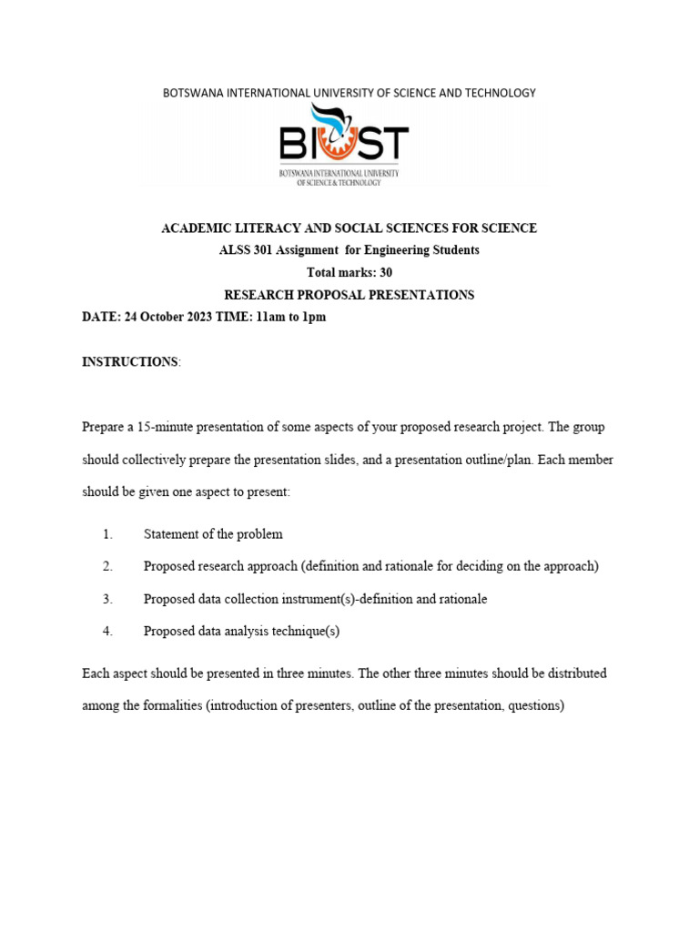 Alss 301 Oral Presentations Assignment | PDF