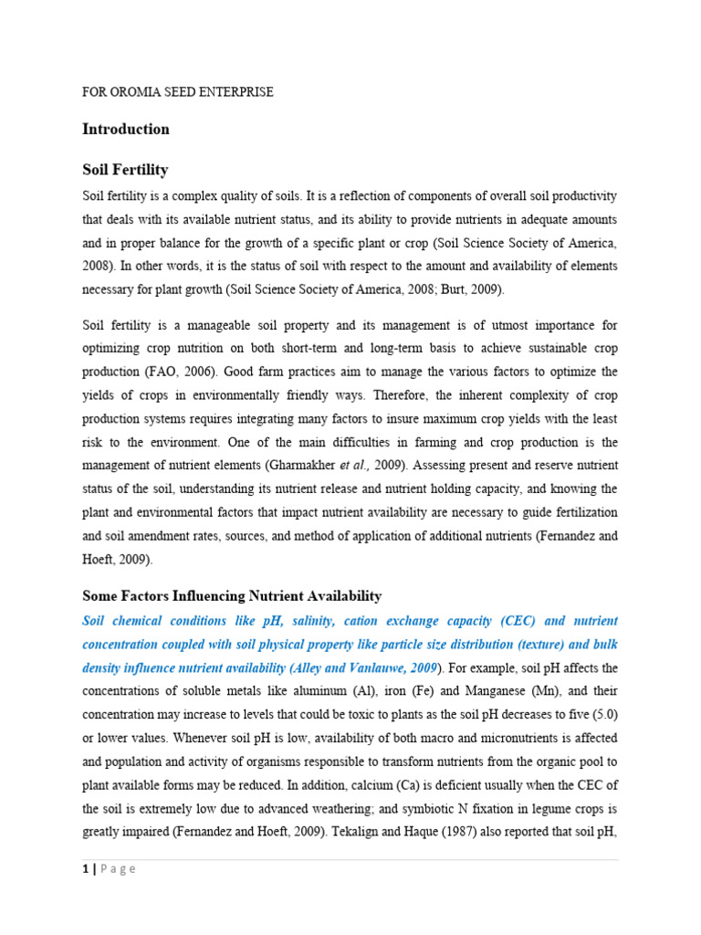 For Oromia Seed Enterprise | PDF