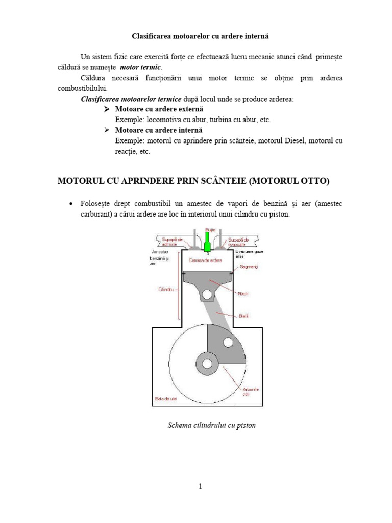 Clasificarea Motoarelor Cu Ardere Interna | PDF