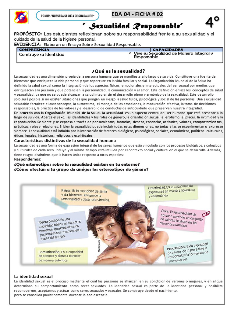 FICHA 2 EDA 04 Sexualidad Responsable 4TO | PDF
