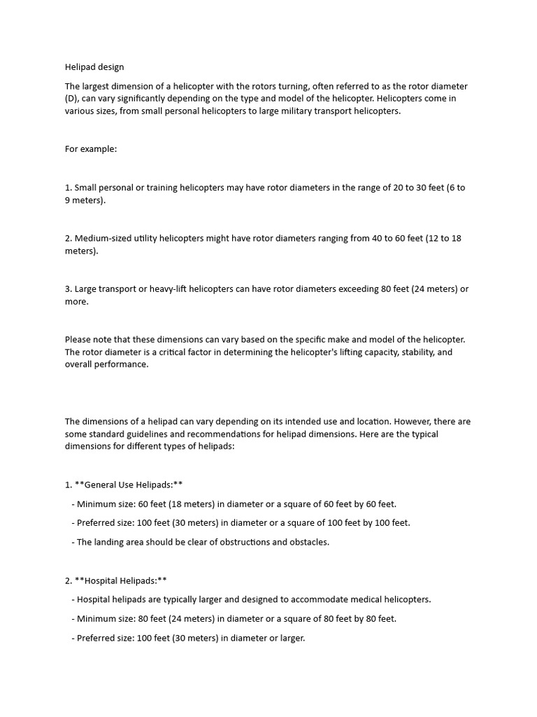 Helipad Design | PDF | Structural Load | Helicopter