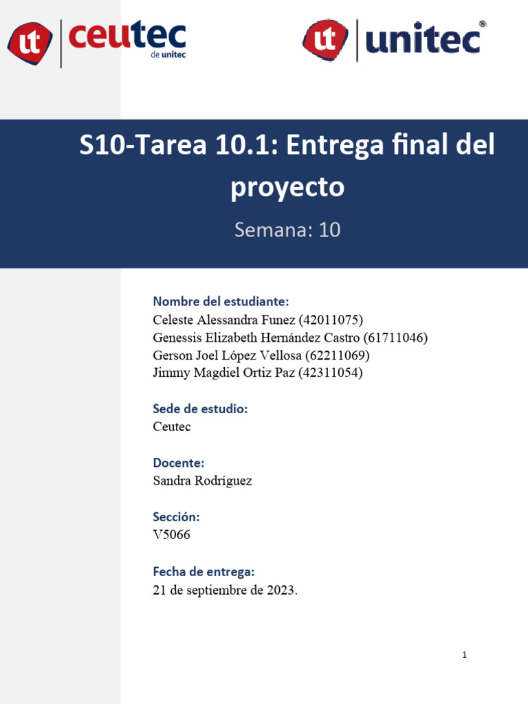 S10 - Tarea 10.1 - Cuarto Avance Del Proyecto | PDF