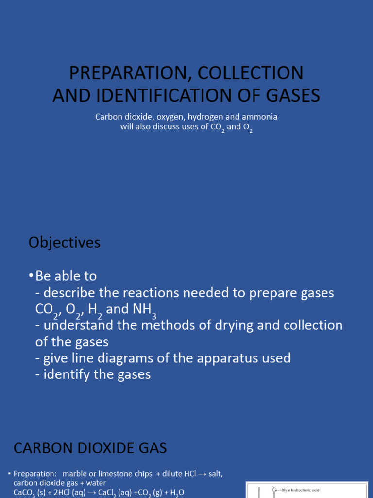 Lab Preparation and Identification of Gases | PDF | Carbon Dioxide | Acid