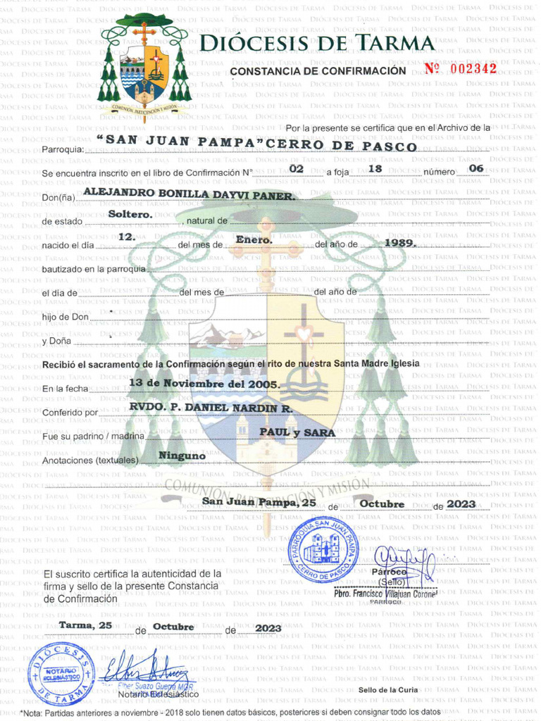 Constancia de Confirmacion | PDF