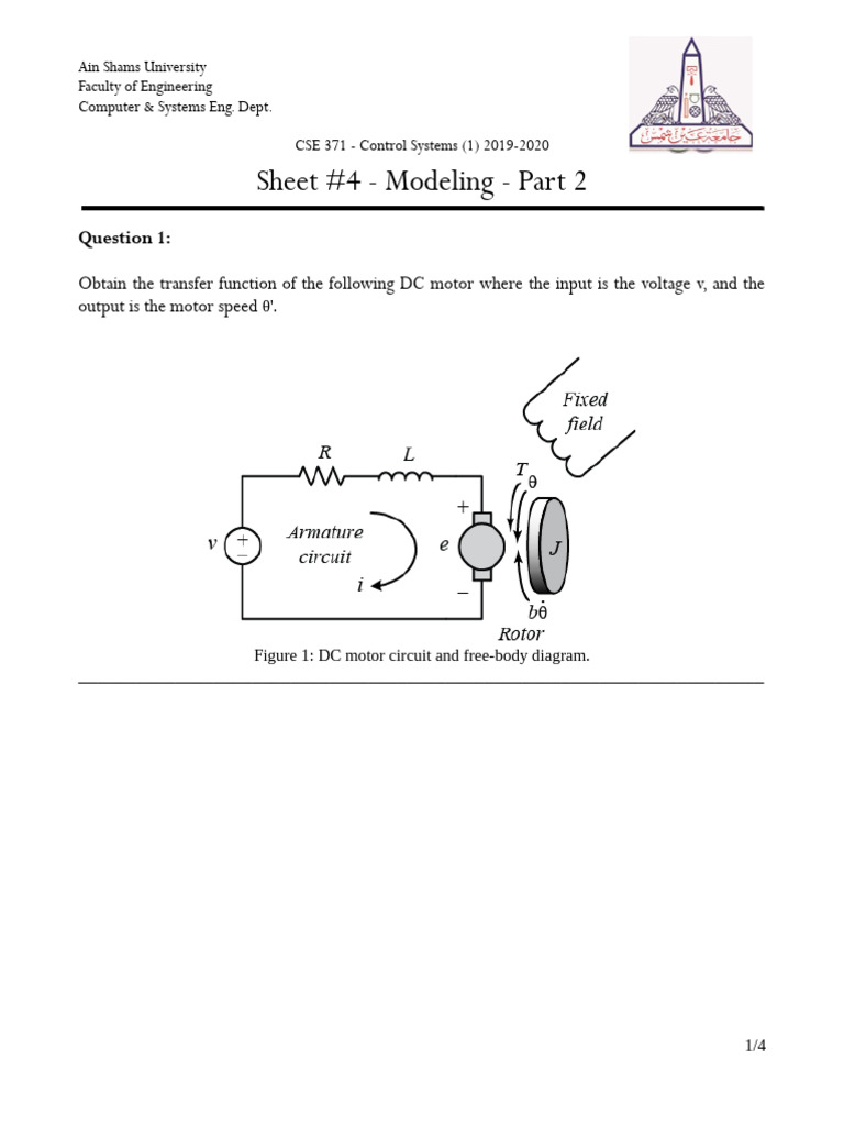 Control Systems Modeling Exercises | PDF | Electrical Engineering ...