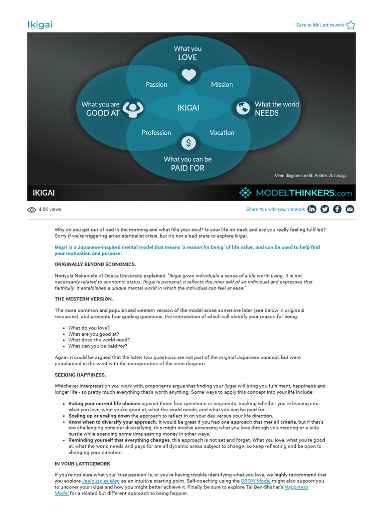 00 ModelThinkers - Ikigai | PDF | Happiness | Curiosity