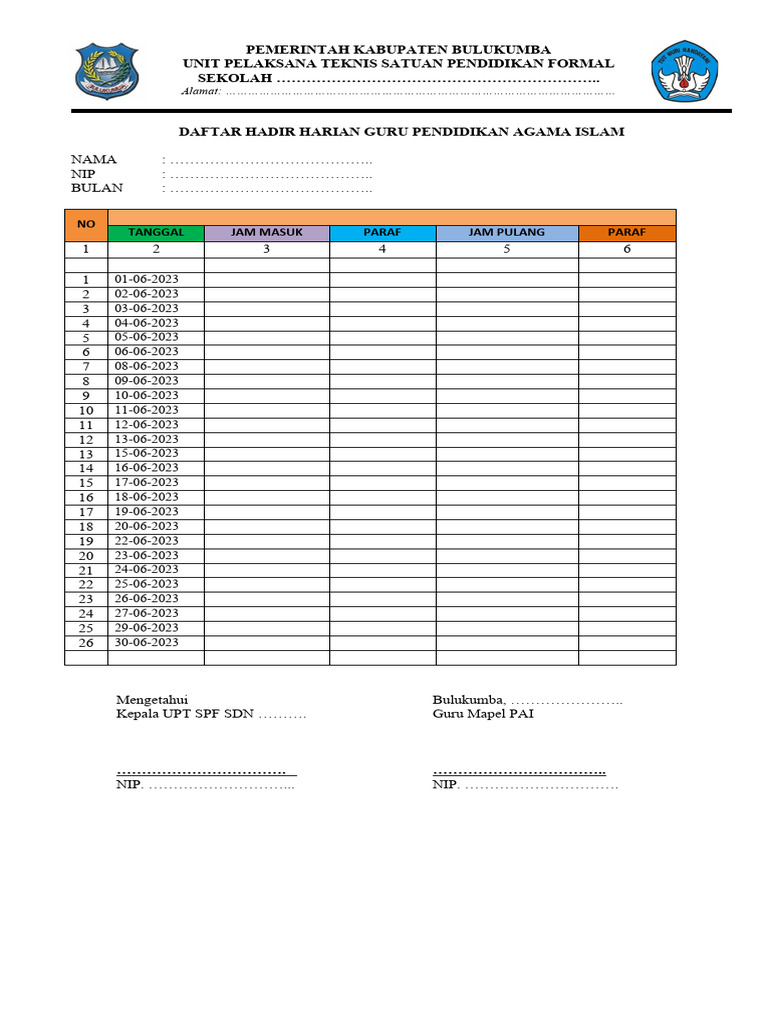 CONTOH ABSEN MANUAL | PDF