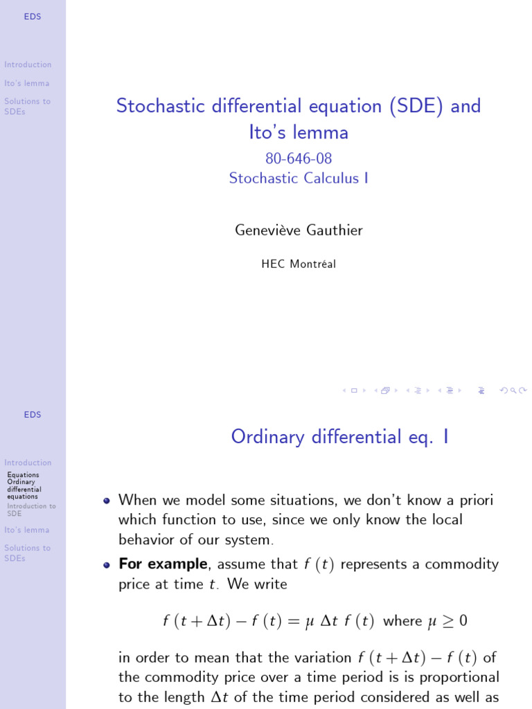 Stochastic Differential Equations Pdf Stochastic Differential Equation Mathematics