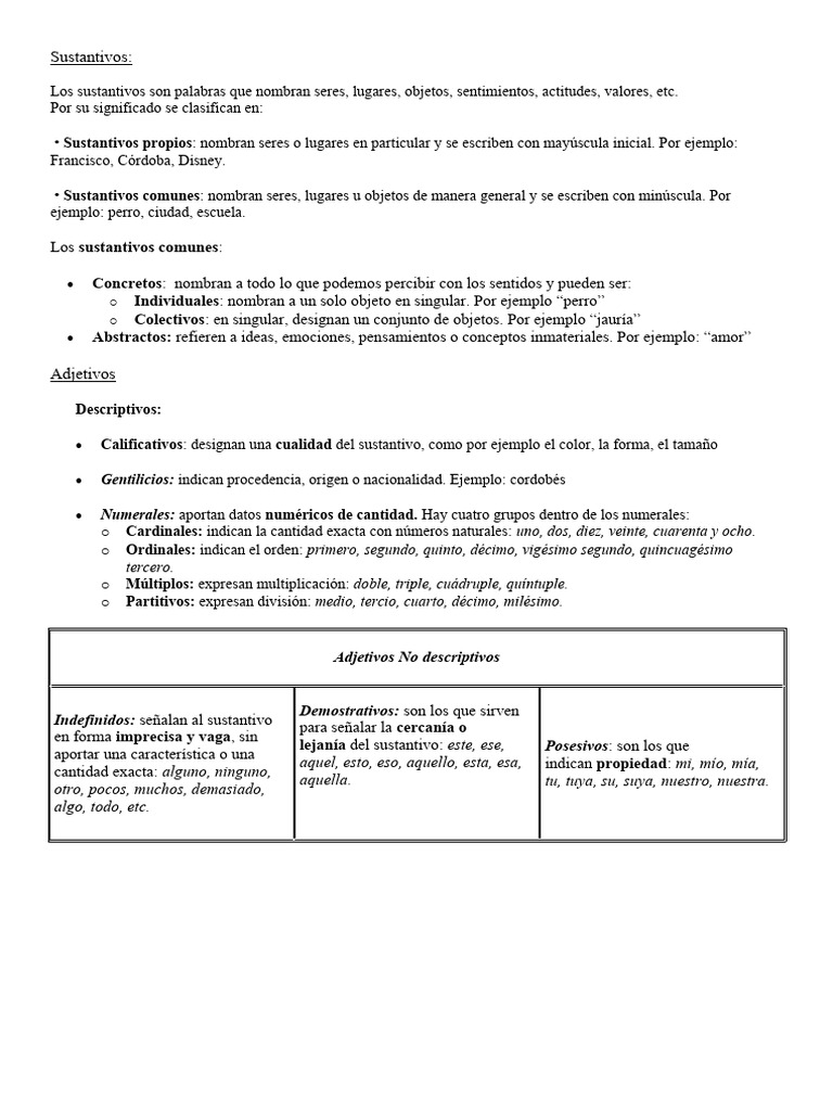 Sustantivos y Adjetivos | PDF