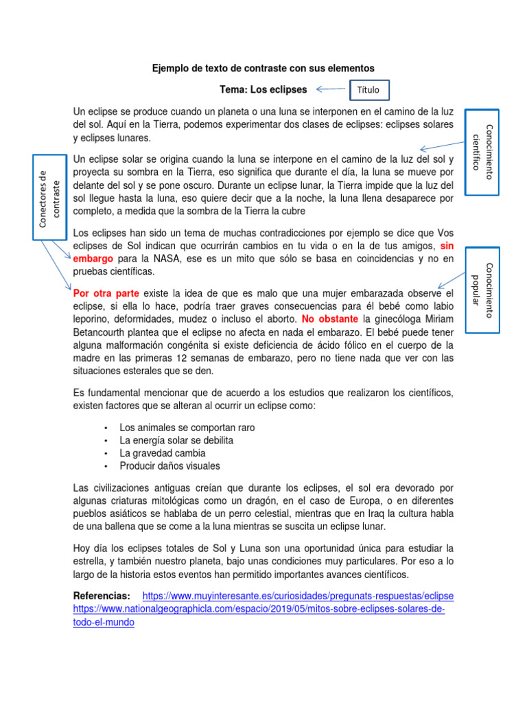 Ejemplo de Texto de Contraste Con Sus Elementos | PDF