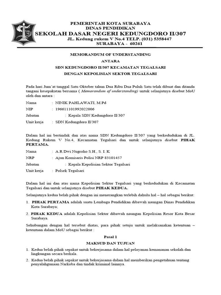 Mou Dengan Kepolisian 2021 | PDF