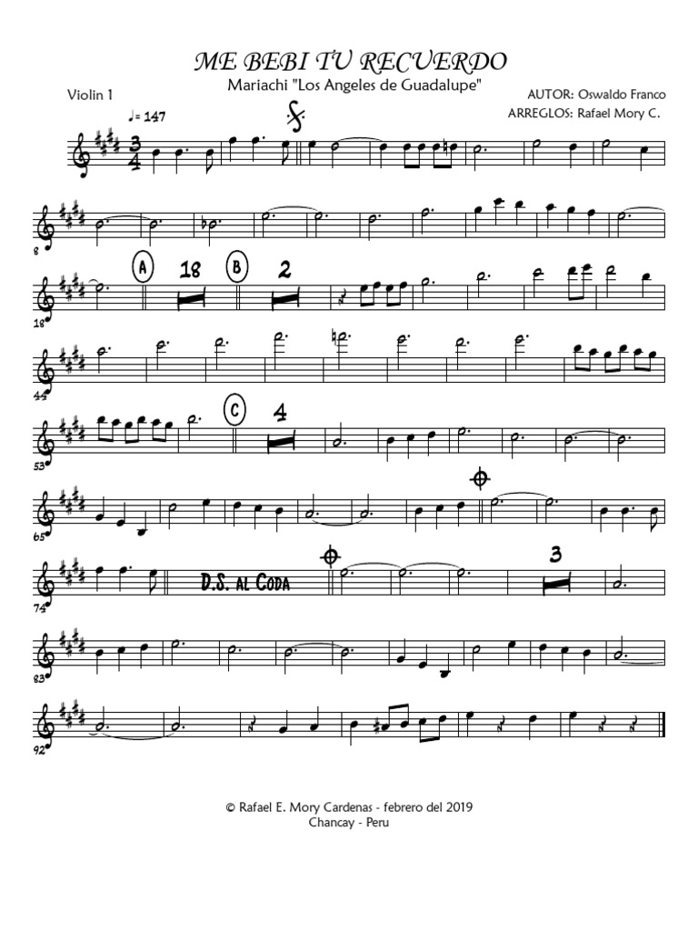 Me Bebi Tu Recuerdo - Partituras | PDF