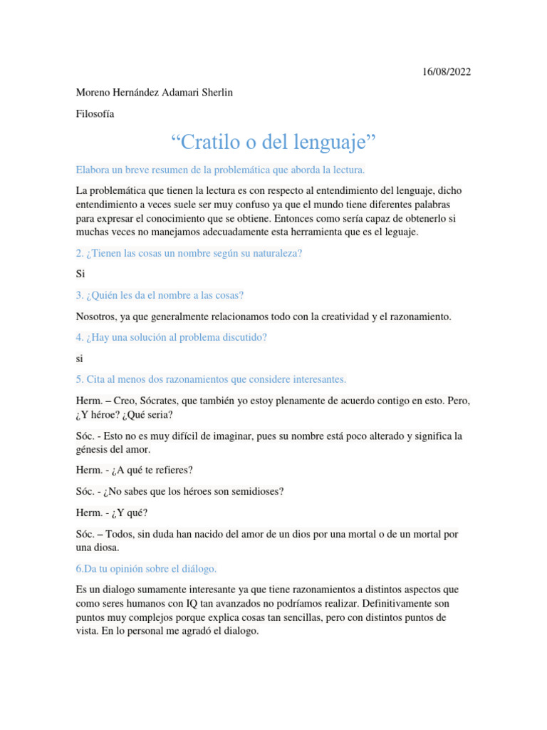 Cratilo o Del Lenguaje | PDF