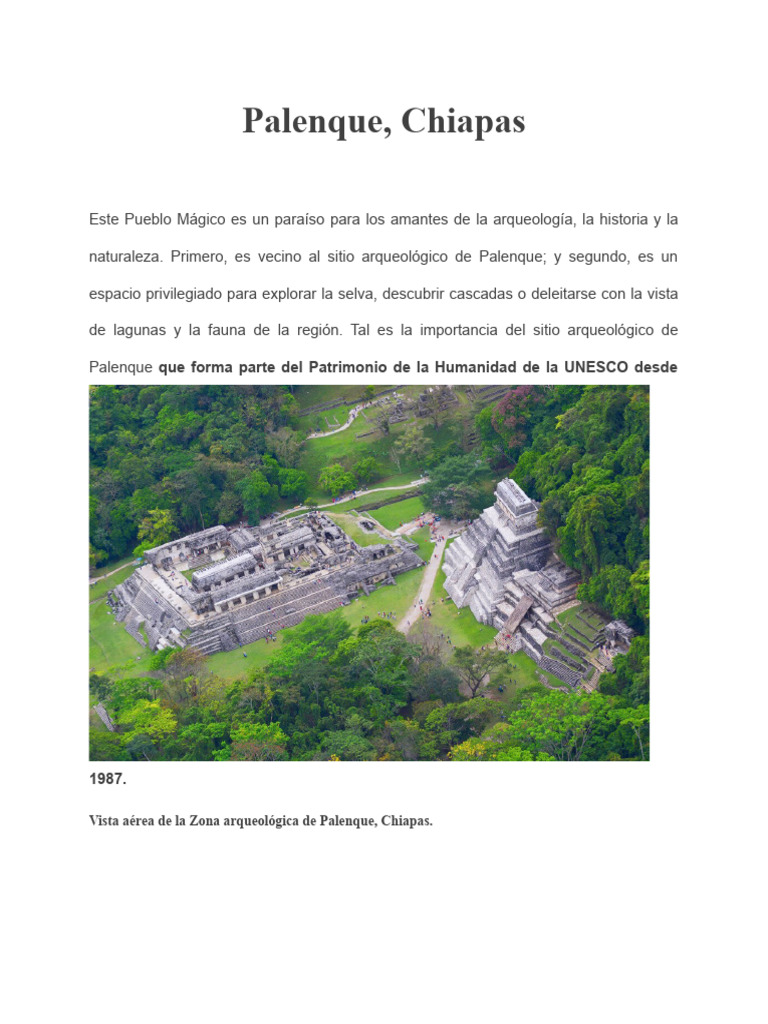 Historia y Atractivos de Palenque, Chiapas | PDF | Chiapas ...