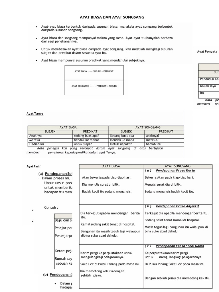 Ayat Biasa Dan Ayat Songsang | PDF