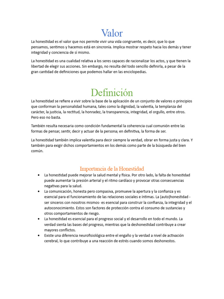 Valor: Definición | PDF