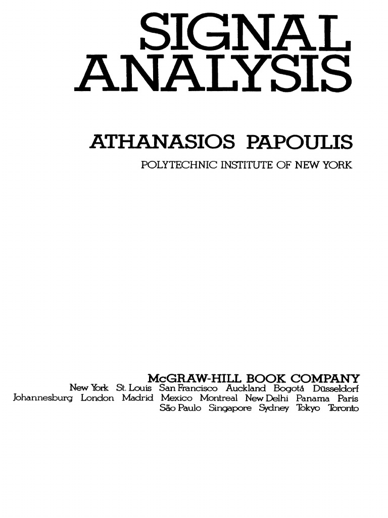 Signal Analysis by Athanasios Papoulis | PDF