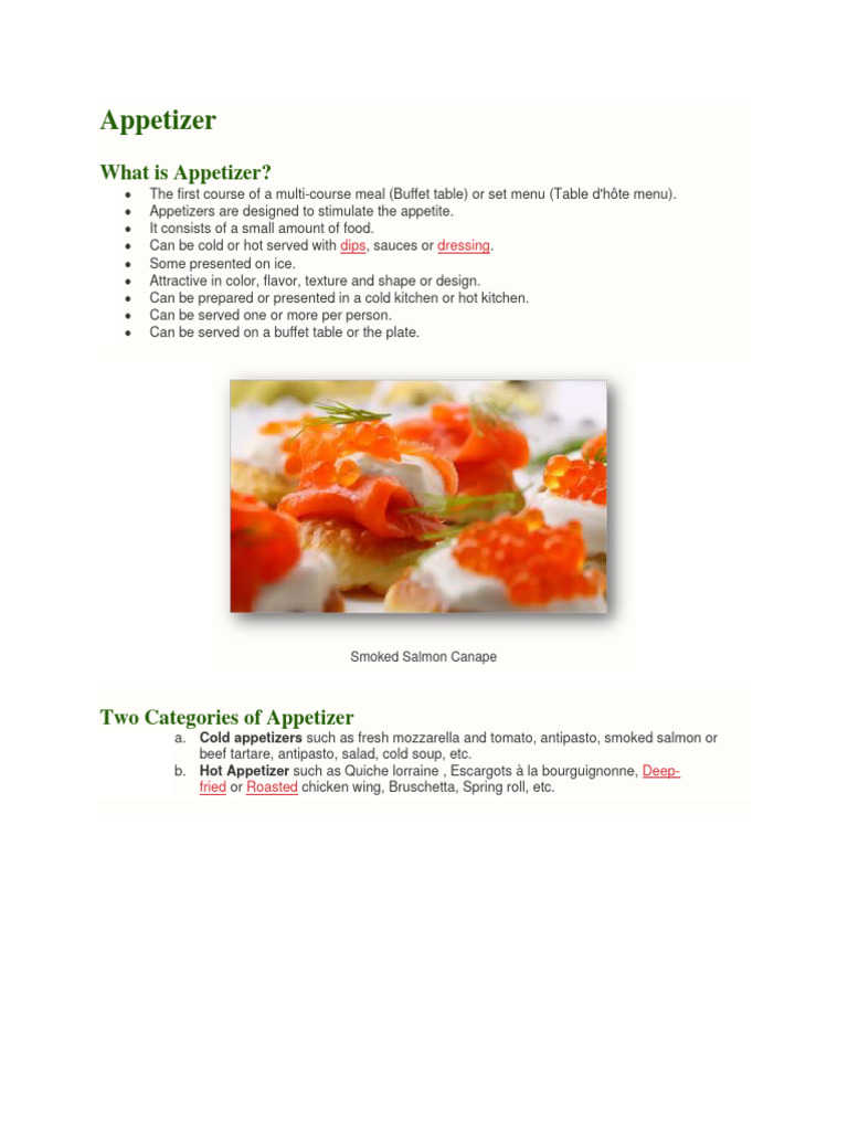 Appetizer | PDF | Hors D'oeuvre | Pickling