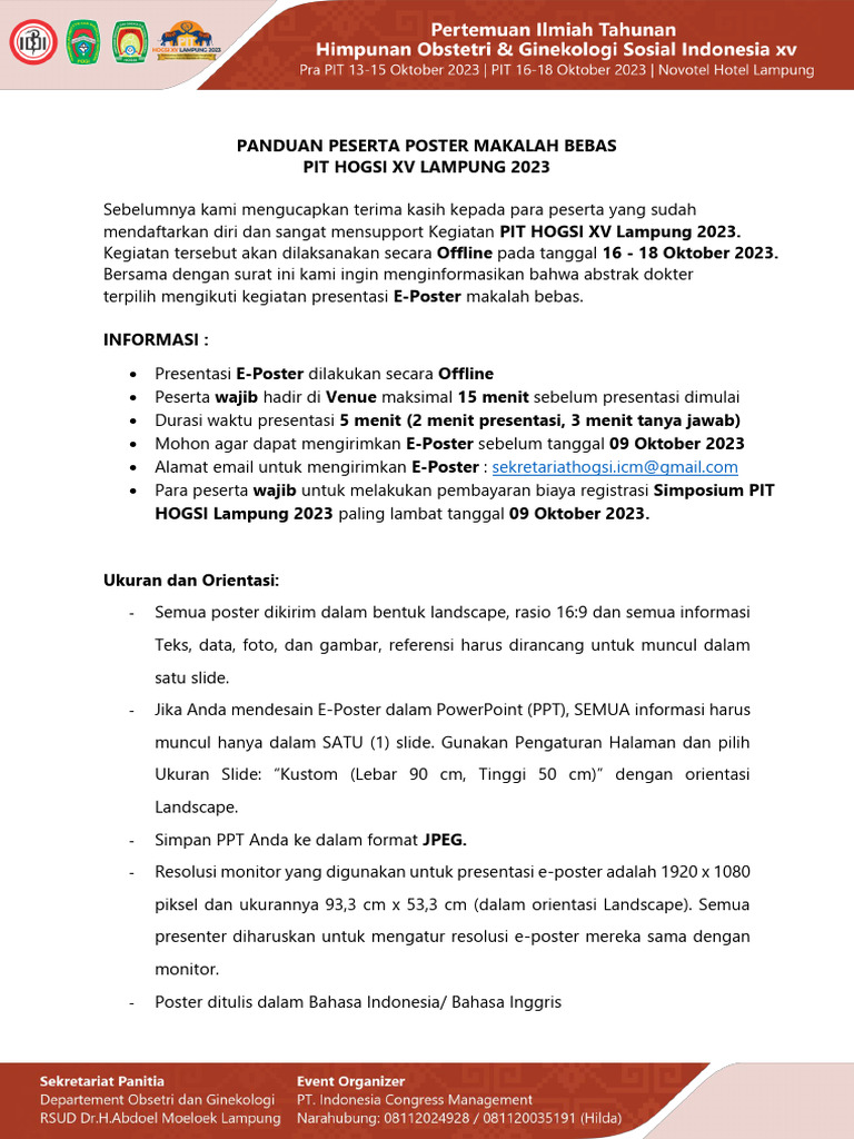Panduan Presentasi Poster PIT HOGSI 2023 1 | PDF