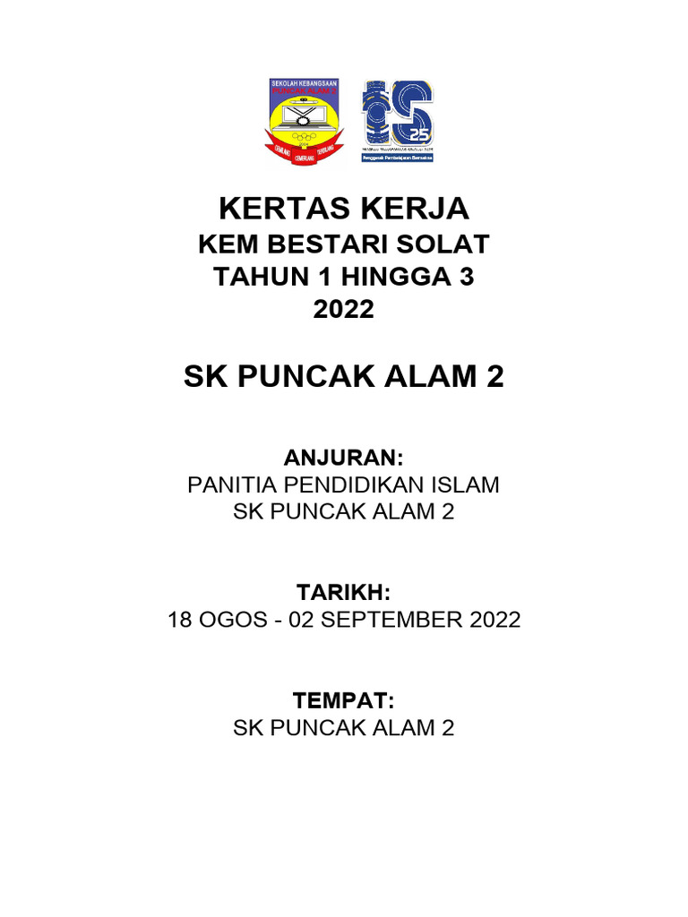 KERTAS KERJA KEM BESTARI SOLAT TAHAP 1 2022 | PDF