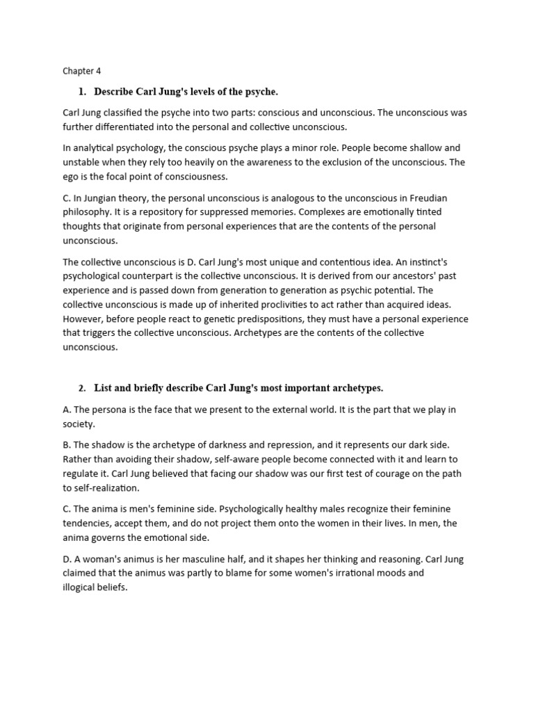 Chapter 4-6 Study Notes | PDF | Unconscious Mind | Shadow (Psychology)