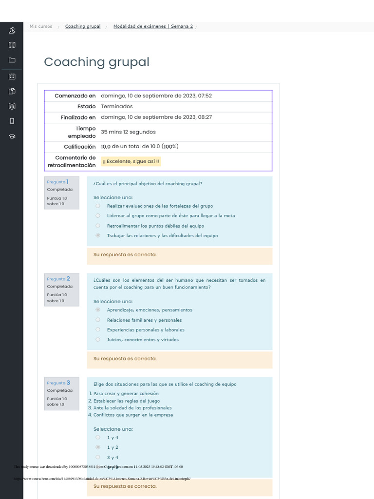 Modalidad de Ex Menes Semana 2 Revisi N Del Intento PDF | PDF | Cognición | Ciencia cognitiva