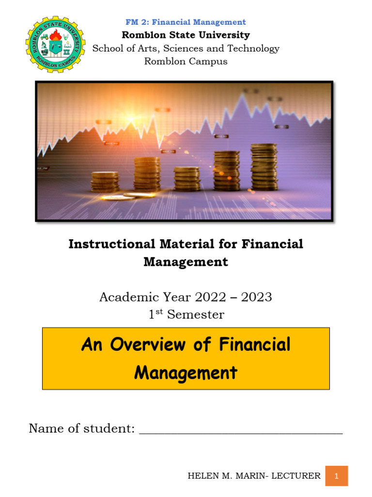 FM 2 Financial Management Chapter 1 | PDF