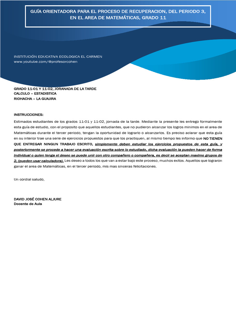 Guía Orientadora Recuperacion Grado 11 Periodo 3 | PDF | Science