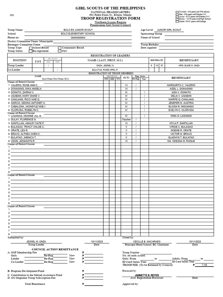 GSP Registration Form | PDF