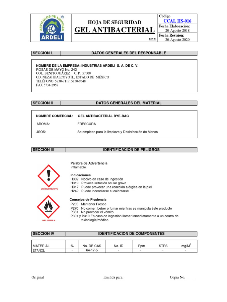 Ccal Hs-016 Gel Bye-Bac | PDF