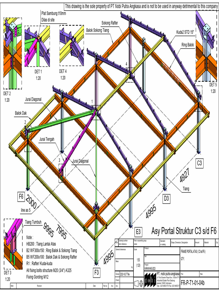 Drawing Detail Asy Portal Baja Ata Koordinat C3 SD F6 ISOMETRIC | PDF
