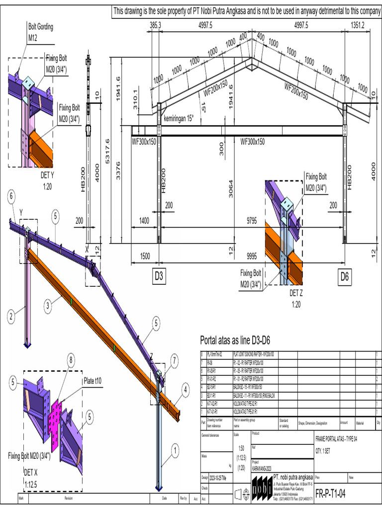 Drawing Detail Portal Baja Atas As Line D | PDF