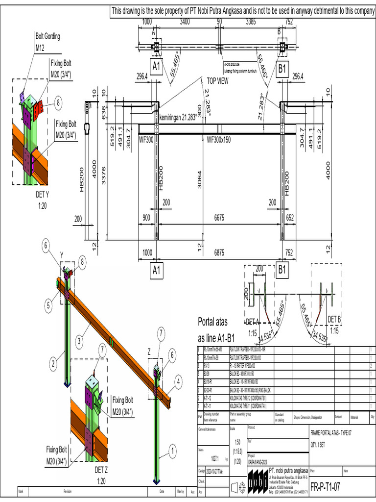 Structural Design Drawing for Portal Frame | PDF