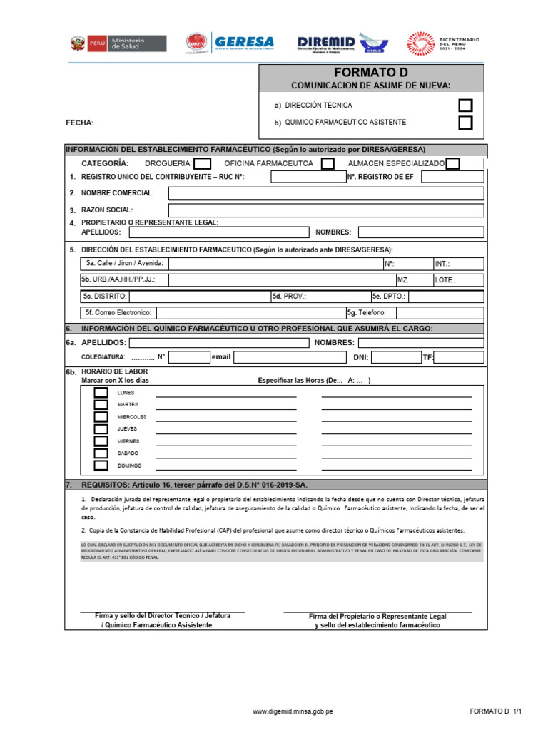 Formato de Asume Direccion Tecnica | PDF