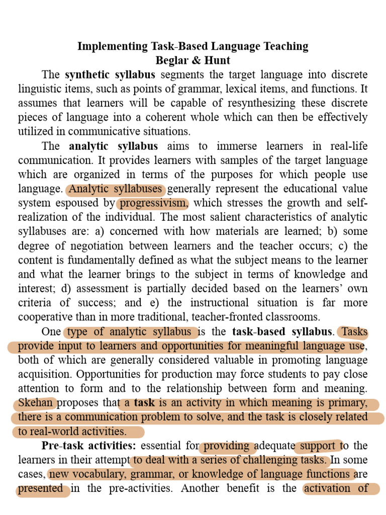 Beglar - Hunt - Implementing Task-Based Language Teaching | PDF | Learning | Language Education