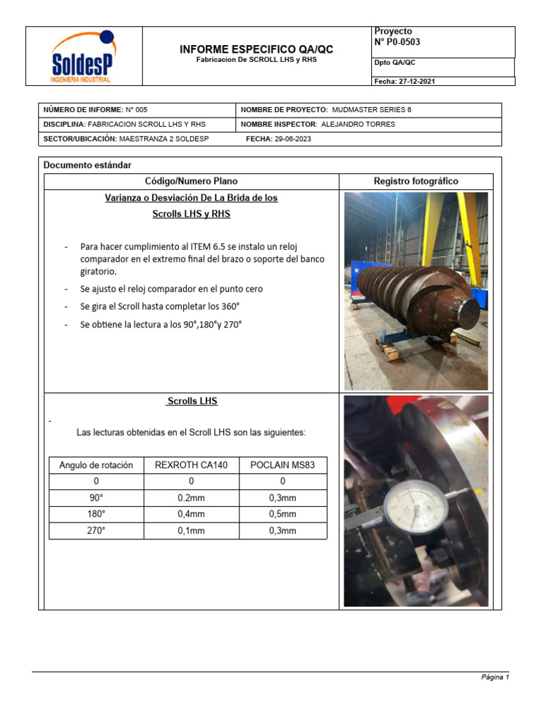 Informe QA/QC Scrolls LHS y RHS | PDF