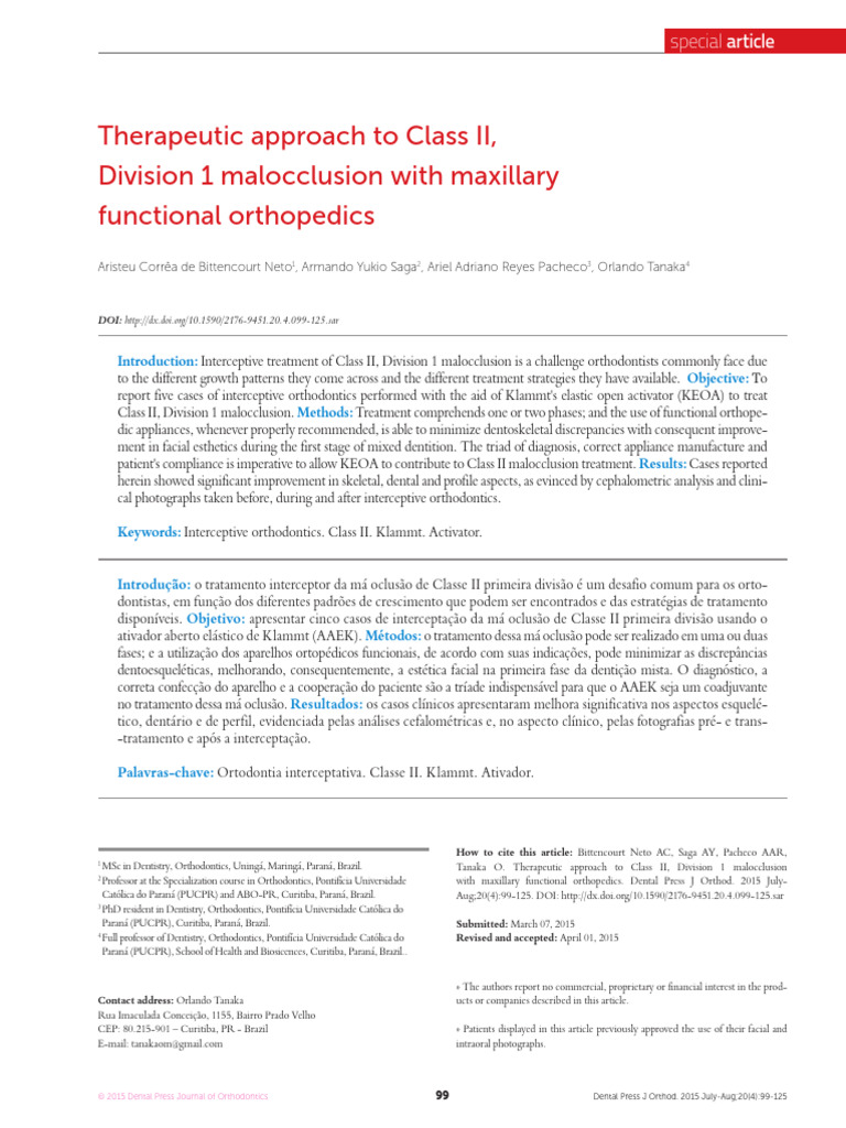 Therapeutic Approach To Class II, Division 1 Malocclusion With ...